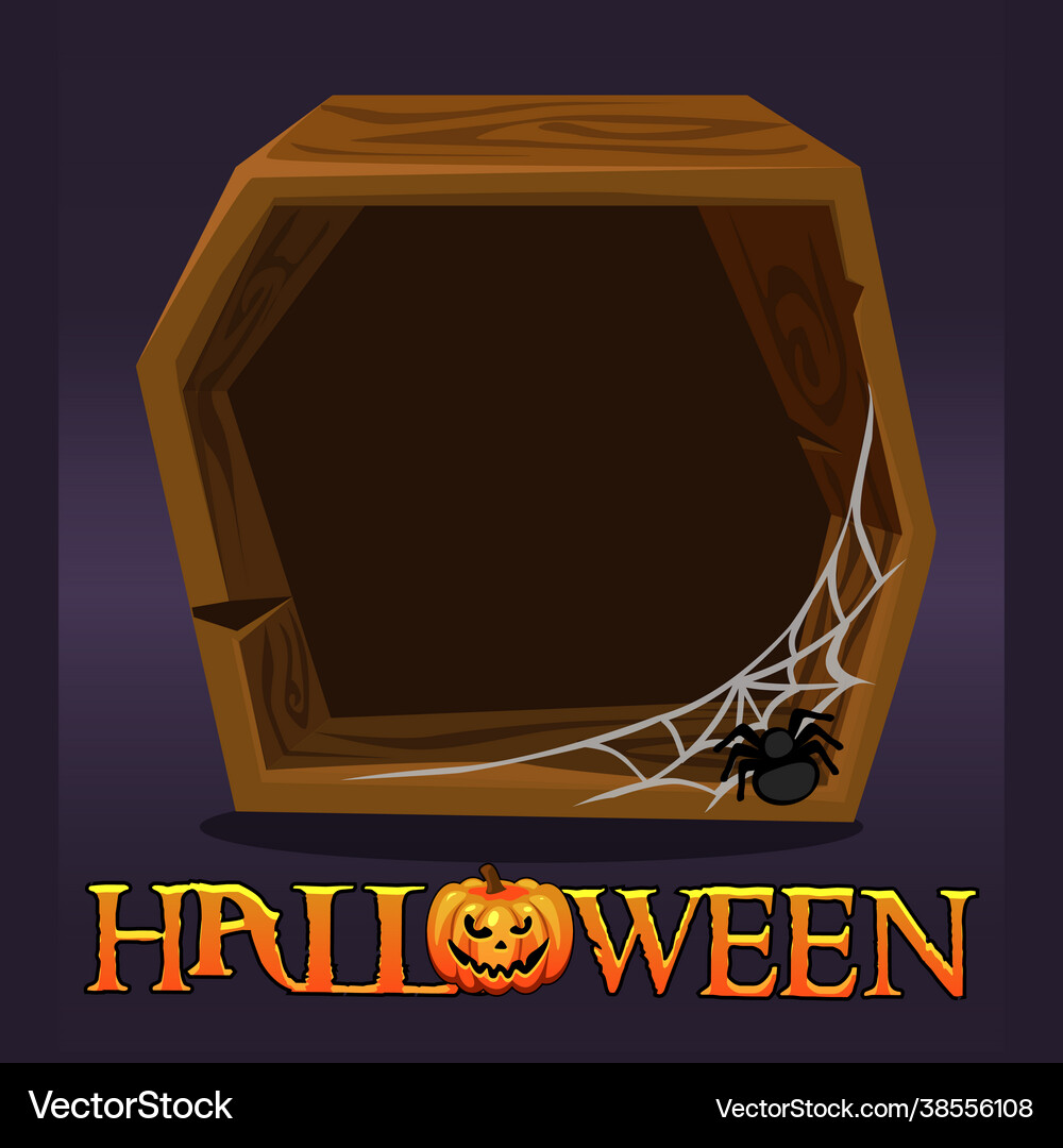 Halloween wooden frame avatar blank template Vector Image