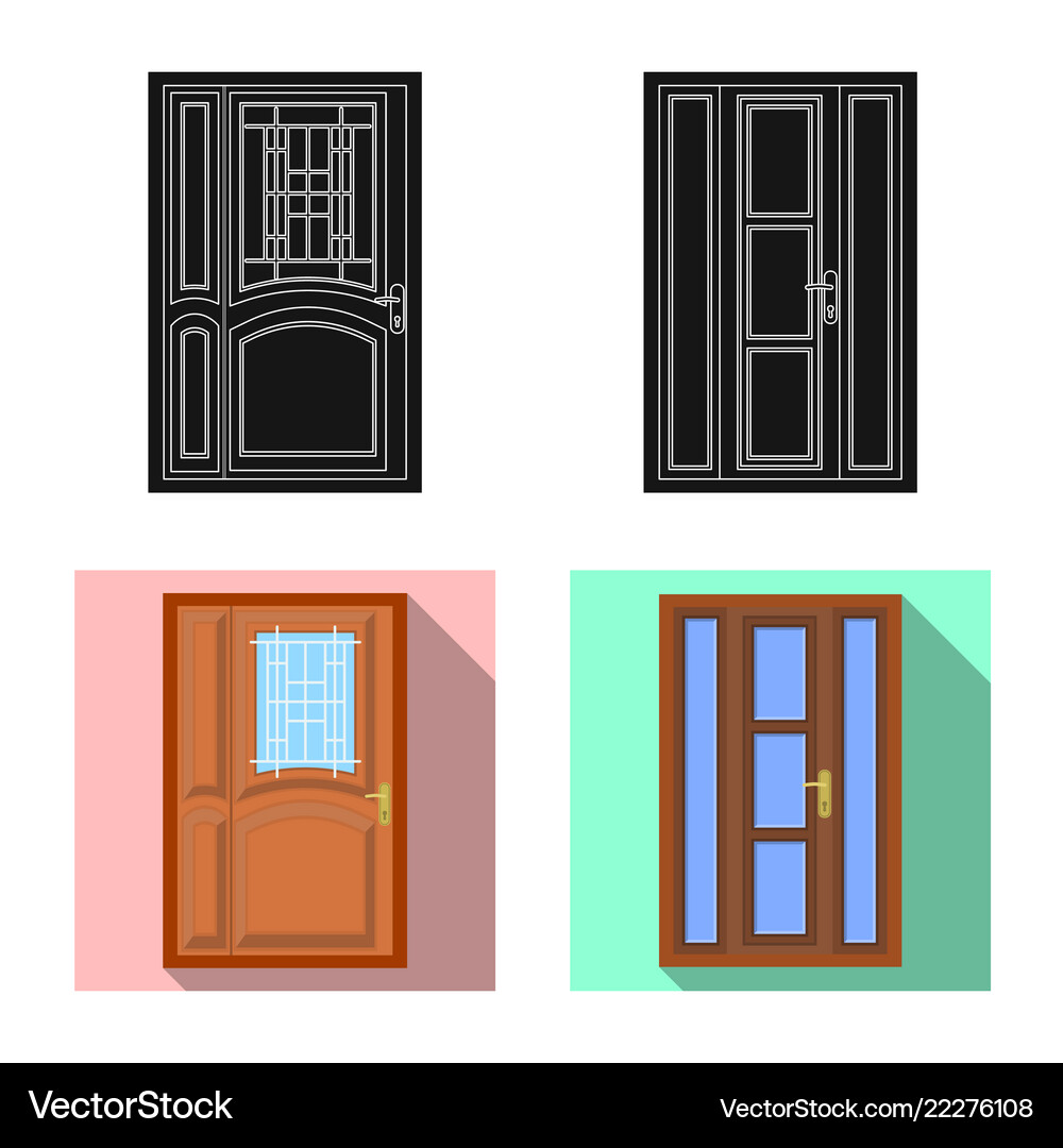 Isolated object of door and front icon collection Vector Image
