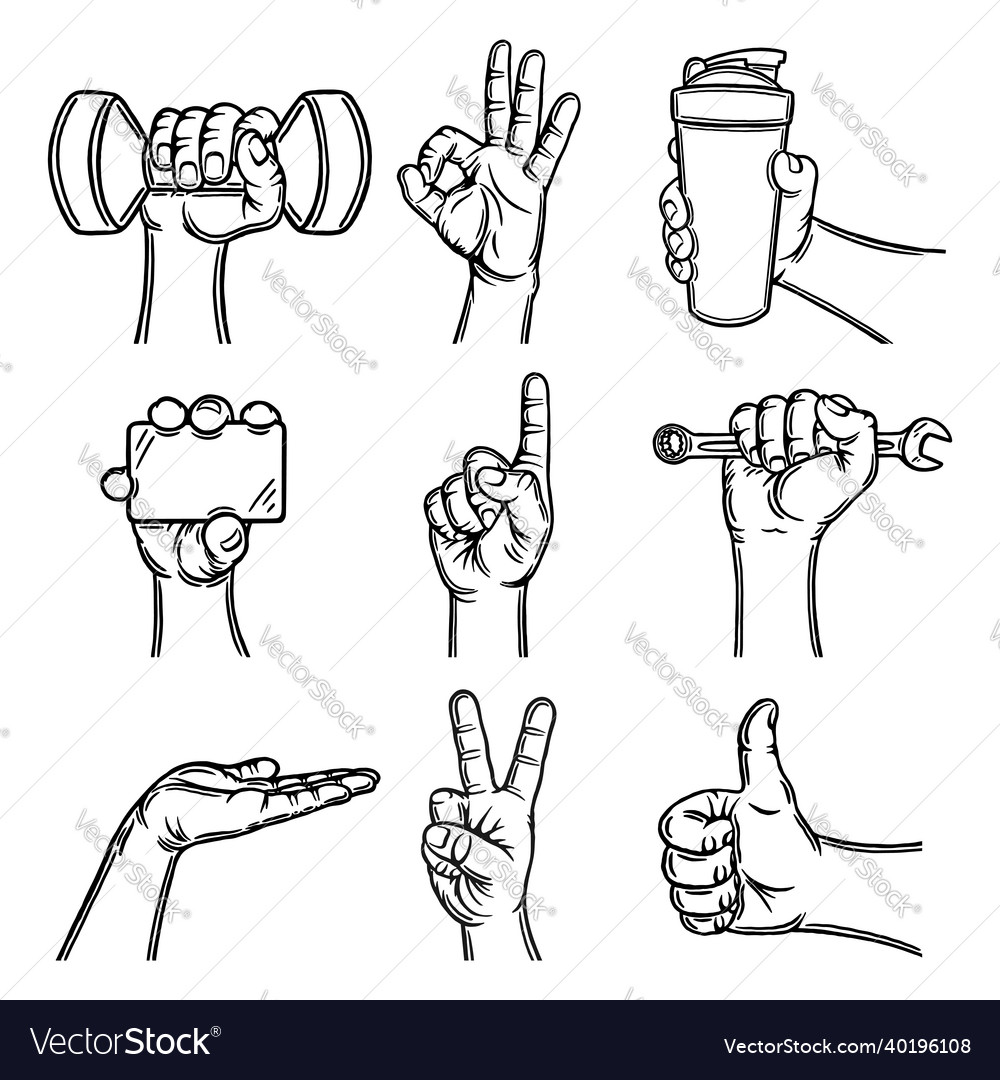 Male hand gestures outline silhouette design Vector Image