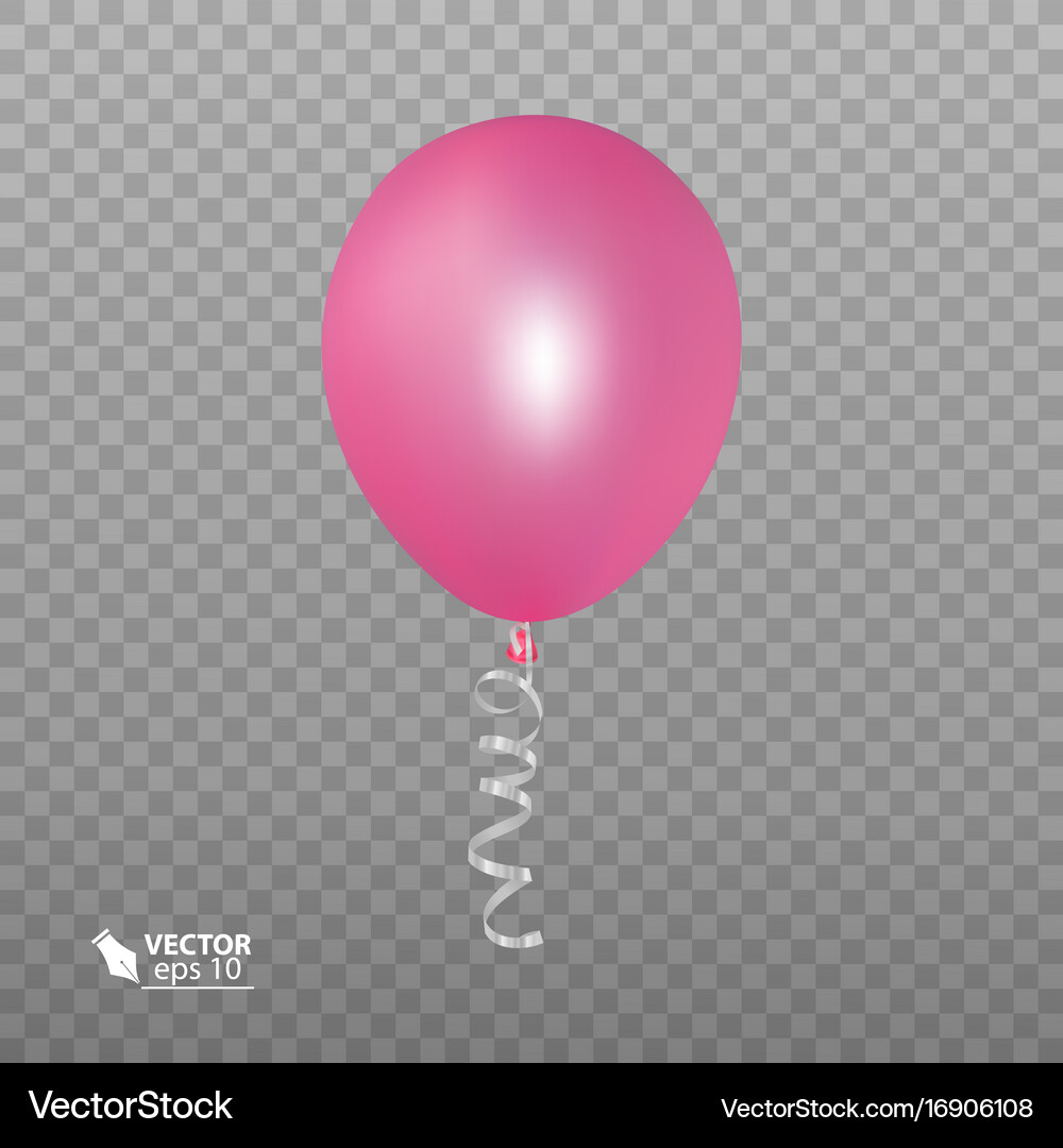 Realistic pink balloon isolated on transparent Vector Image