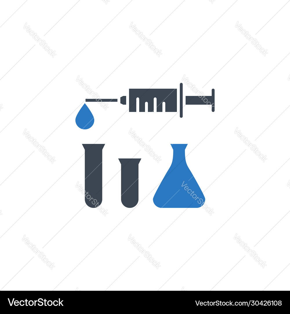 Syringe and lab tubes related glyph icon Vector Image