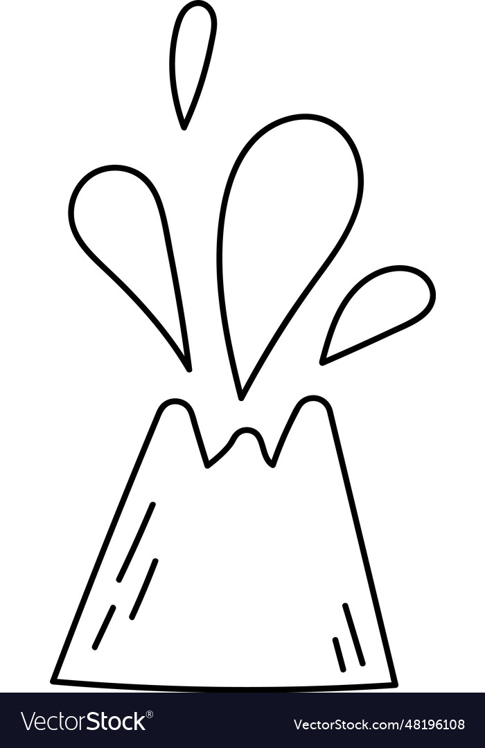 Volcano eruption lined Royalty Free Vector Image