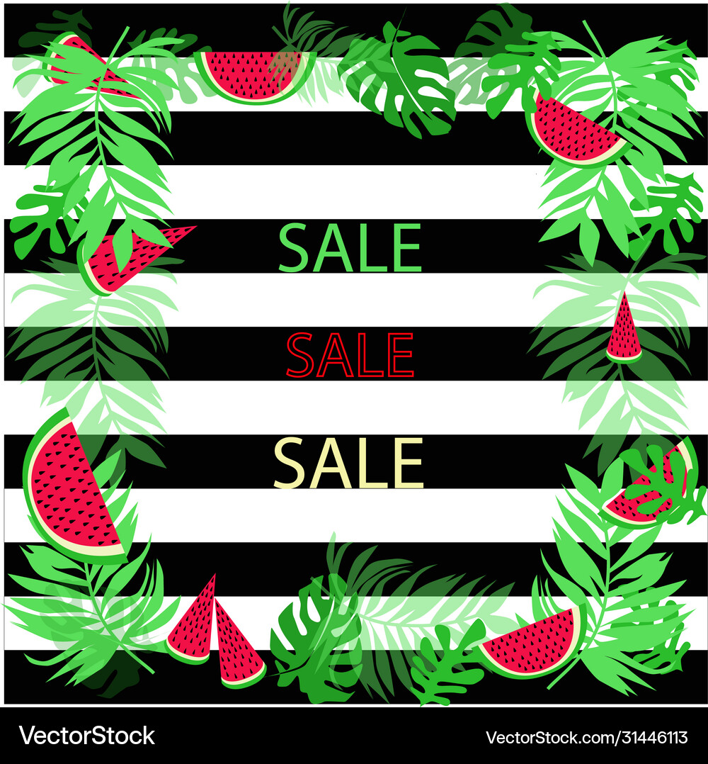 Banner sales promotion with watermelon Royalty Free Vector