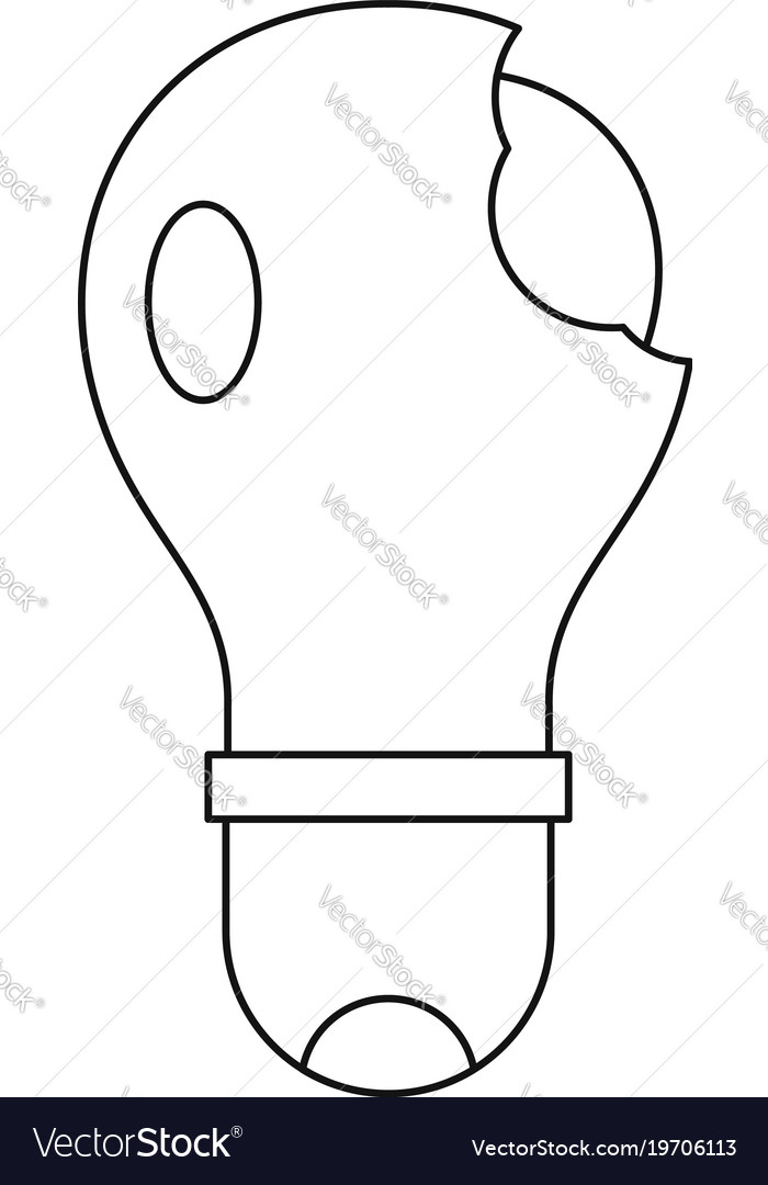 Broken lightbulb icon outline Royalty Free Vector Image Broken lightbulb icon outline Royalty Free Vector Image
