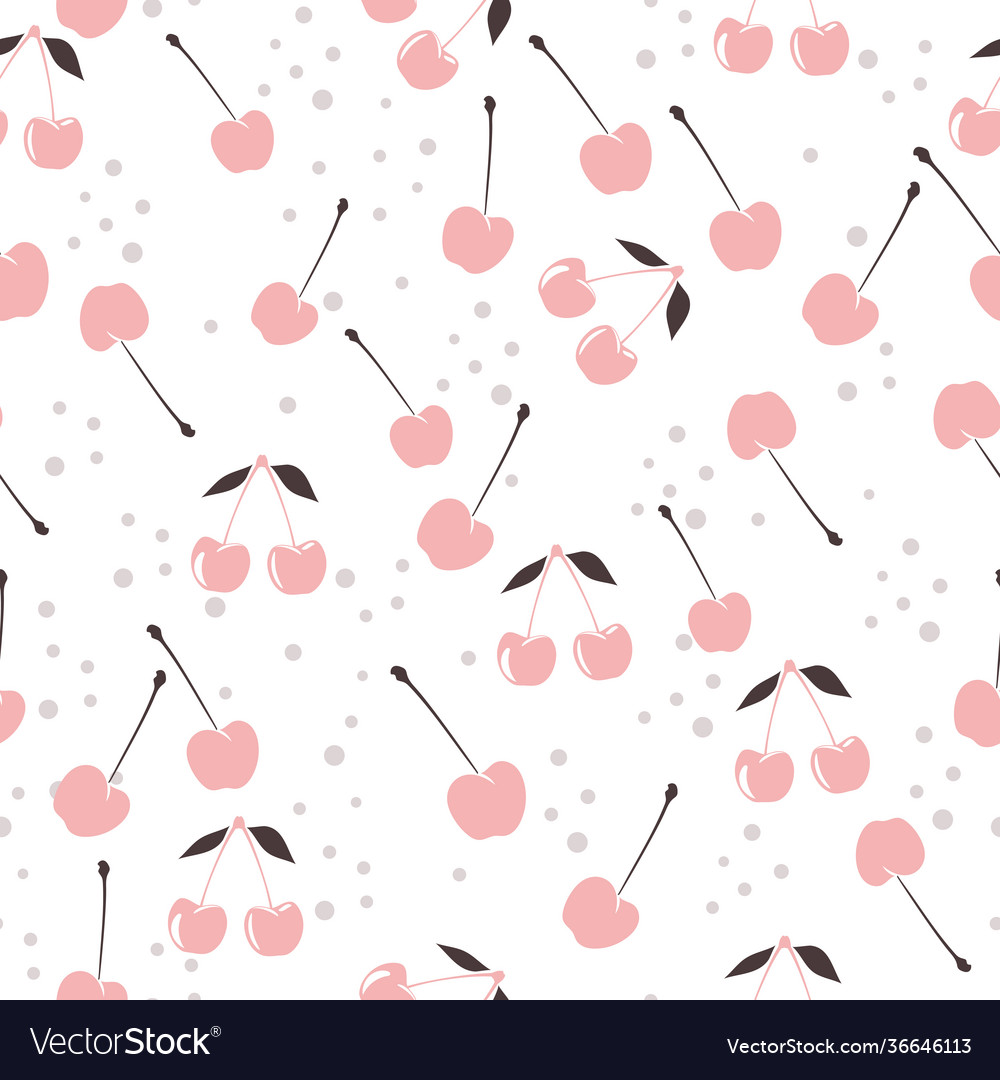 Cherry pink pattern in simple flat style Vector Image