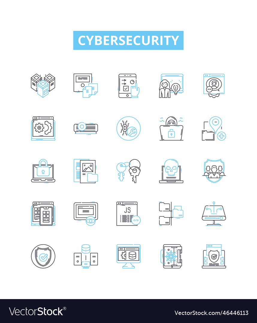 Cybersecurity line icons set Royalty Free Vector Image
