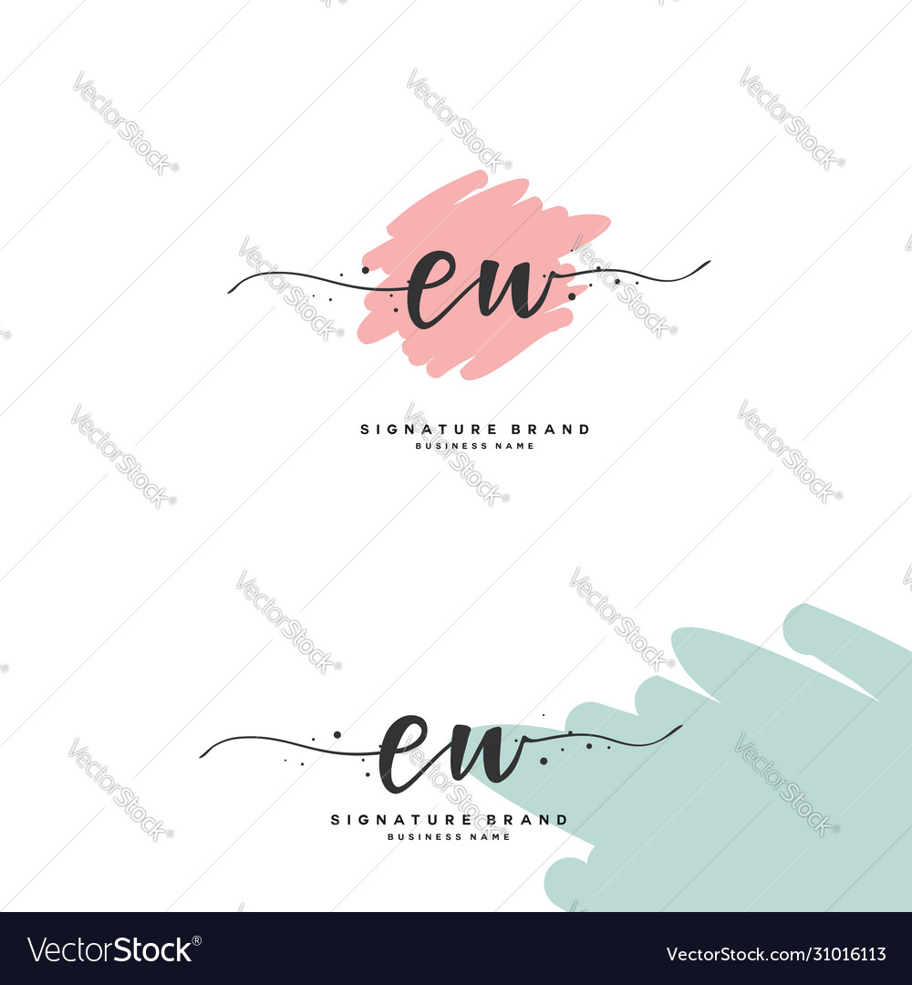 E w ew initial letter handwriting and signature Vector Image