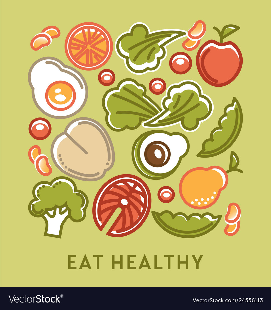Eat healthy diet and dietary nutrition food Vector Image