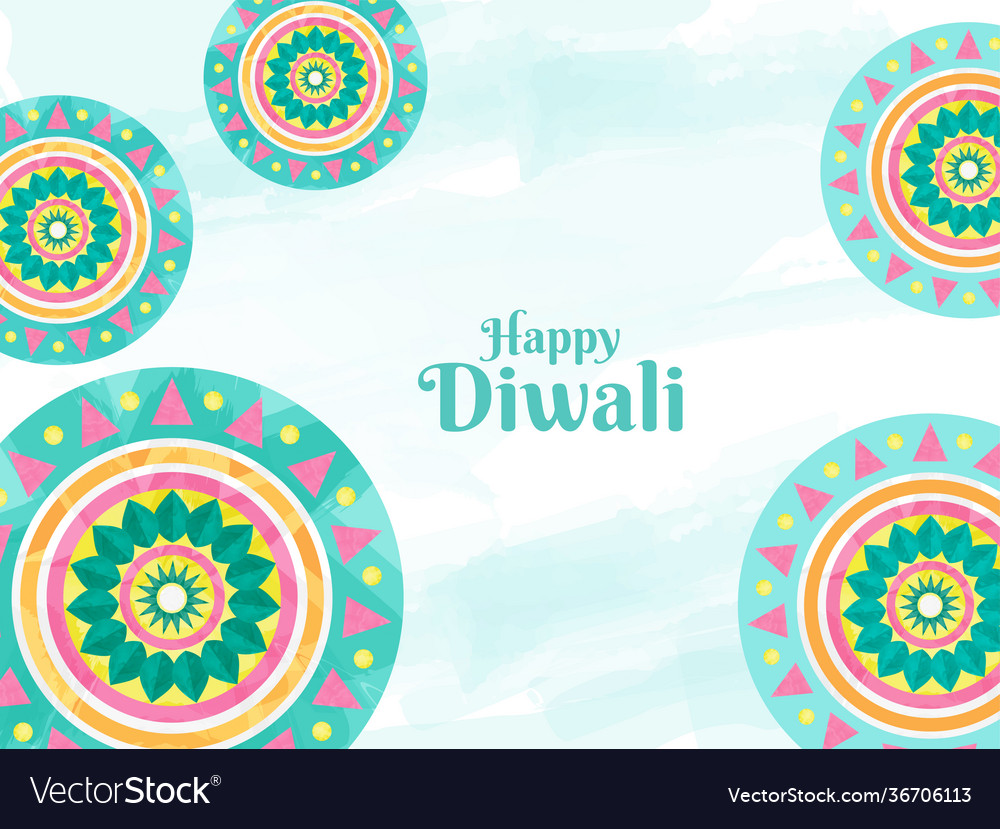 Happy diwali text with colorful rangoli Royalty Free Vector