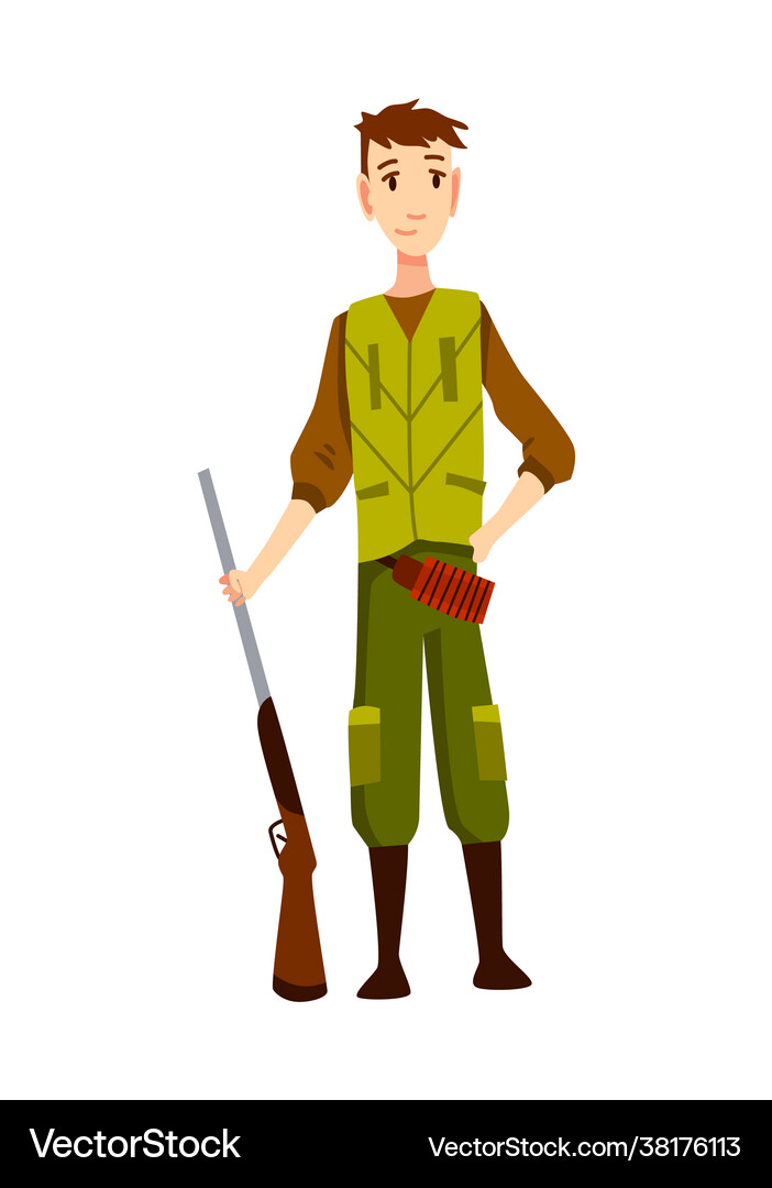 Hunter character with rifle man with a gun Vector Image