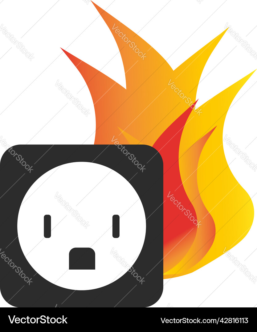 Ignition of the outlet beware fire Royalty Free Vector Image