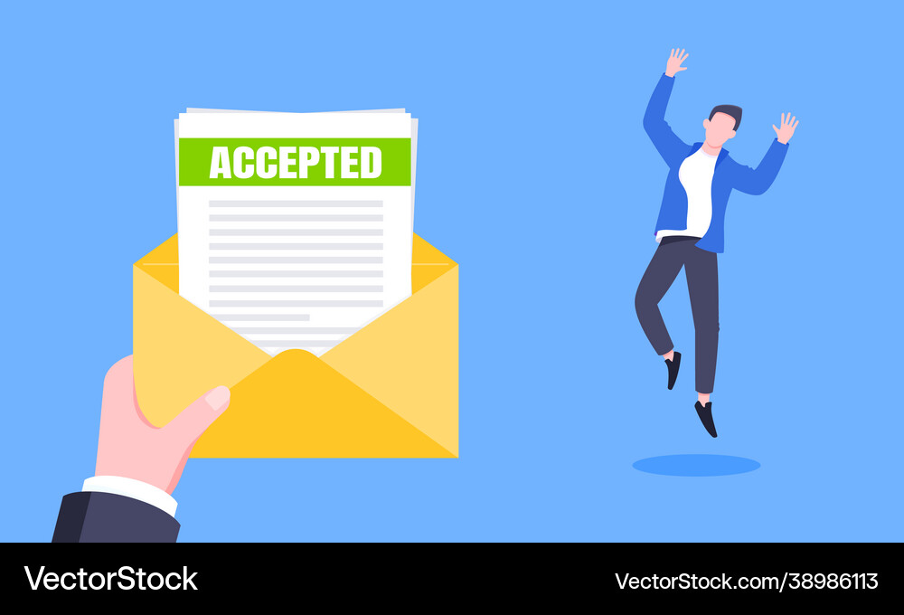 Job or university acceptance letter with envelope Vector Image