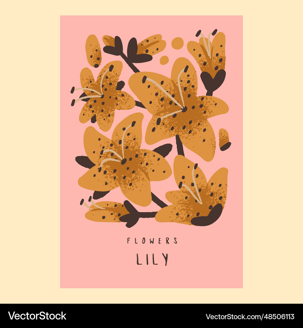 Luxury golden lily poster gold lilly pattern Vector Image
