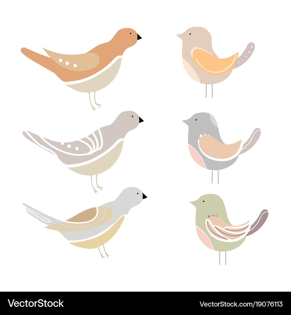 Set of stylized birds a collection Royalty Free Vector Image