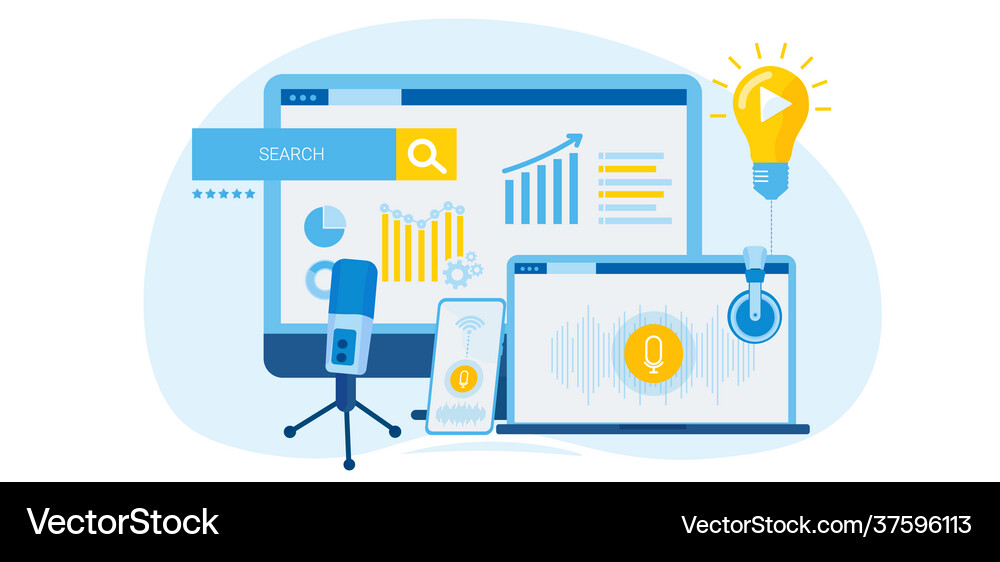 Stream promotion streamer voice search on your Vector Image