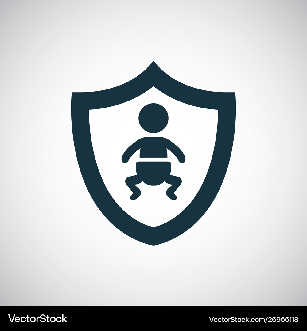 Baby shield insurance icon Royalty Free Vector Image