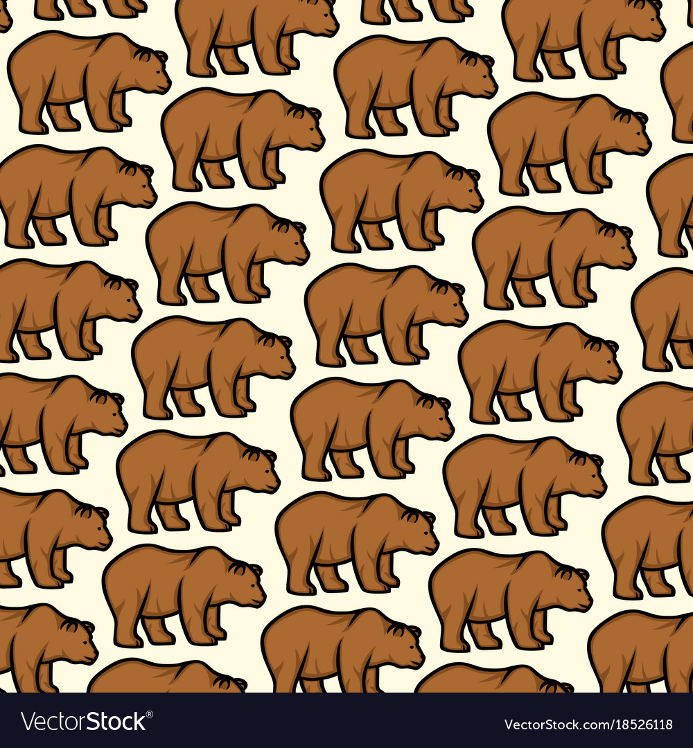 Background pattern with wild bear Royalty Free Vector Image