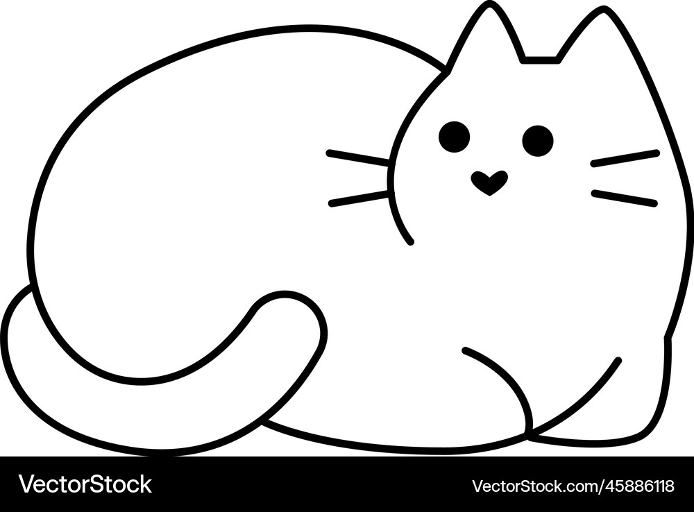 Cute kitten line icon art small cat Royalty Free Vector