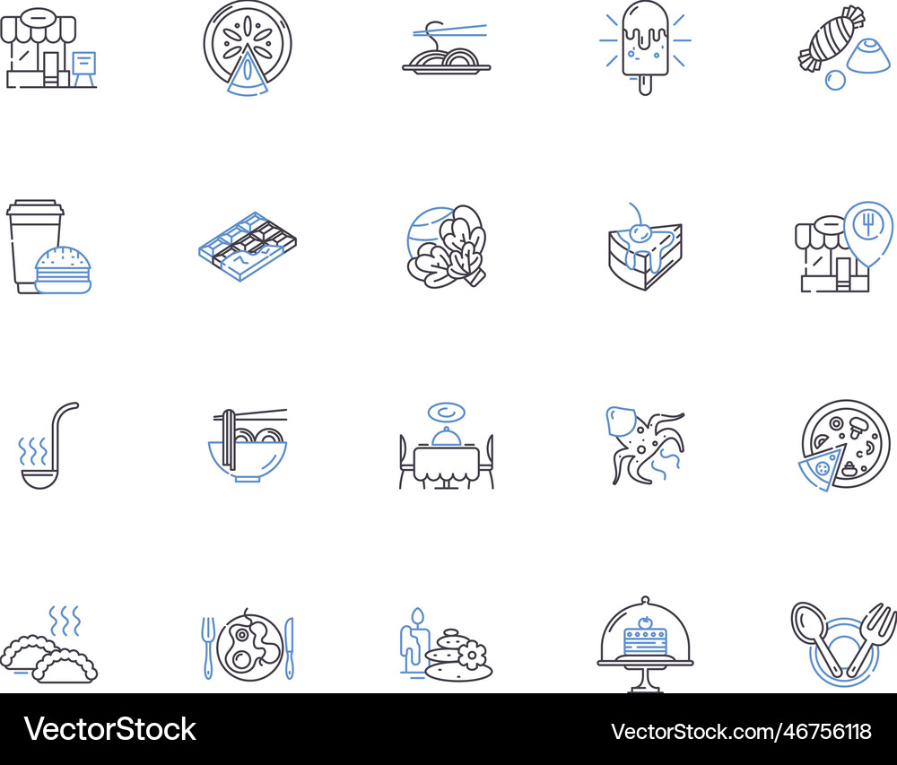 Eating outline icons collection devour munch Vector Image