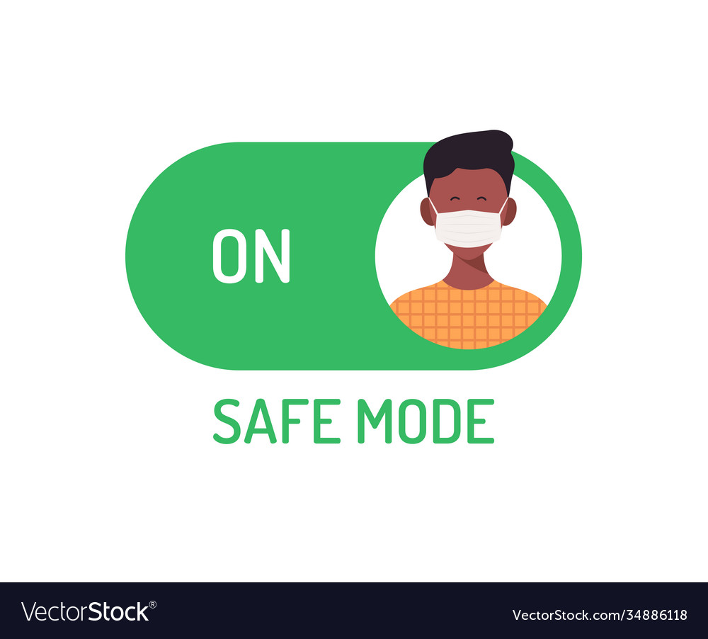 Face mask safe mode switch toggle flat Royalty Free Vector