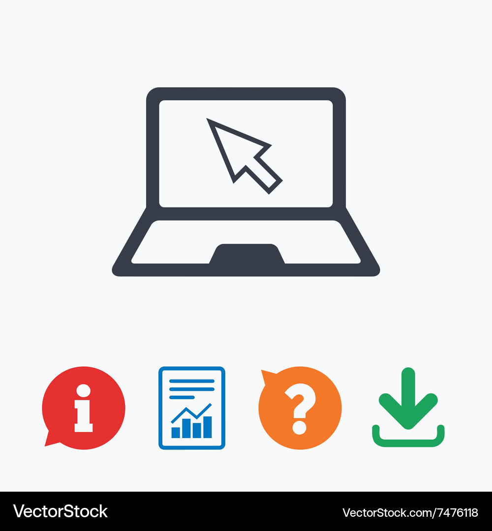 Laptop sign icon notebook pc with cursor symbol Vector Image