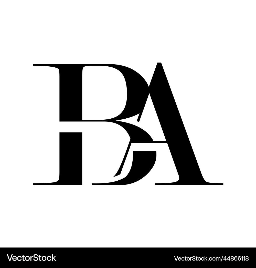 Monogram logo initial letters ba Royalty Free Vector Image