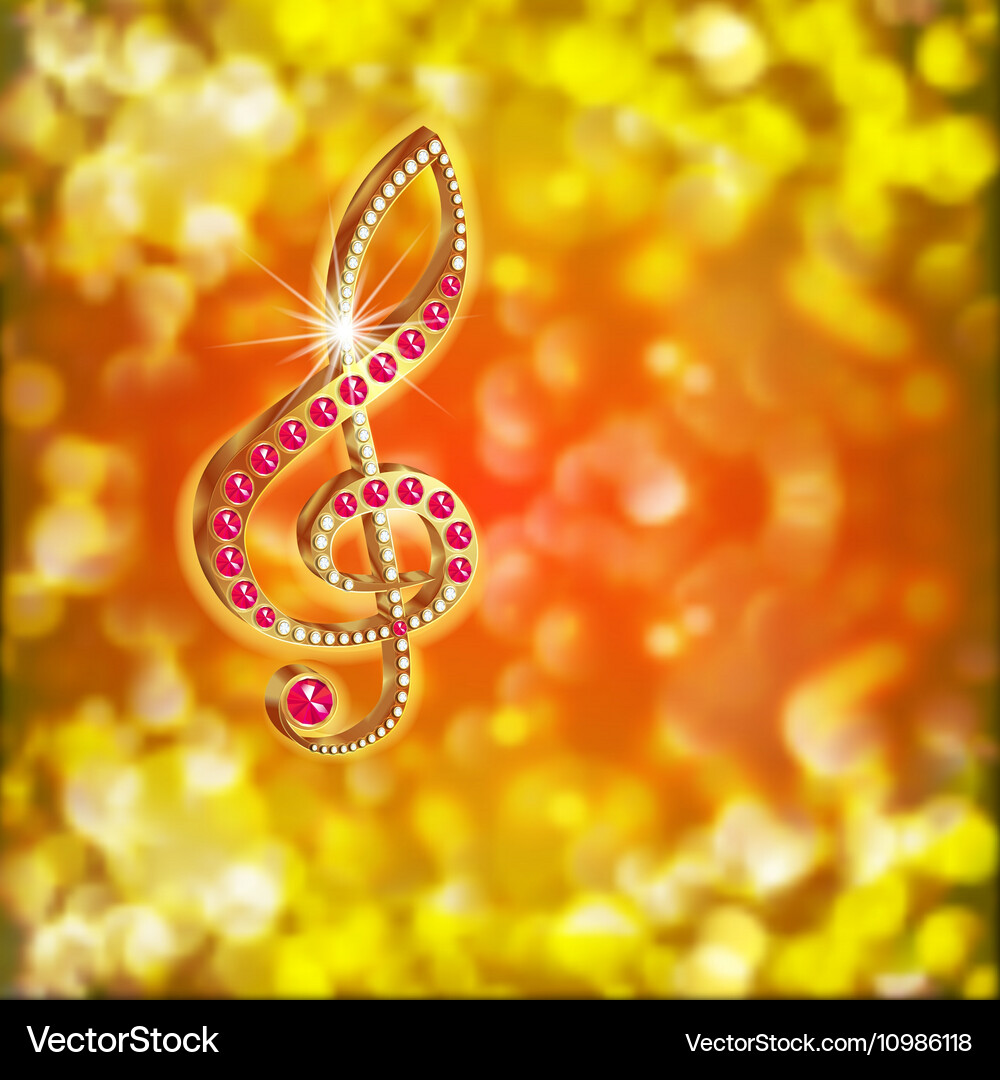Musical treble clef with precious stones Vector Image