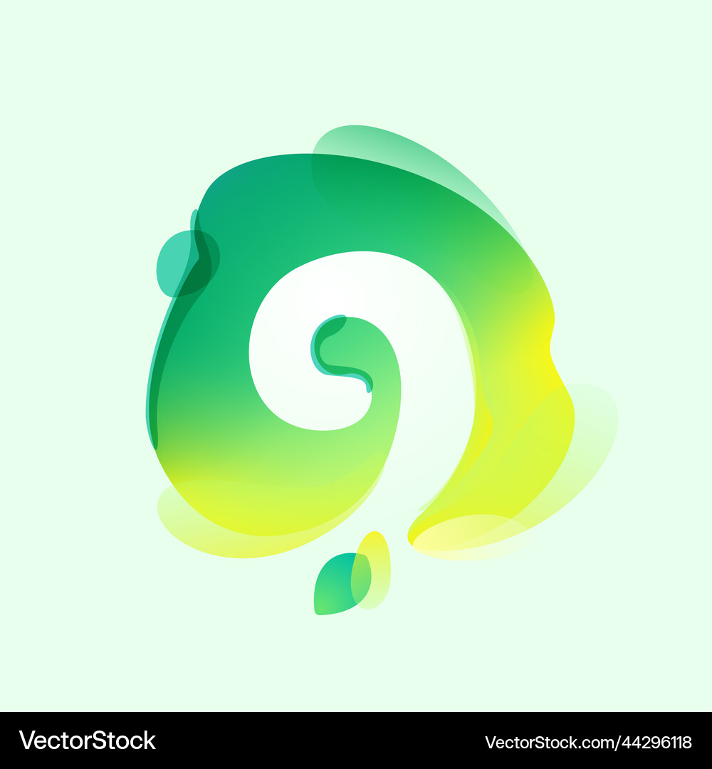 Number nine logo in eco gradient splash blot Vector Image