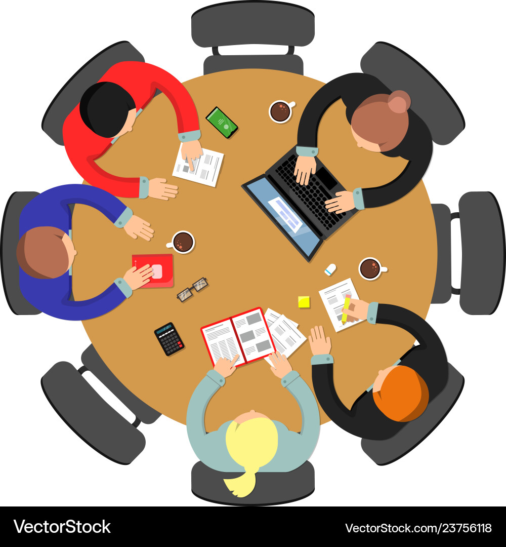 Office meeting top view conference group teamwork Vector Image