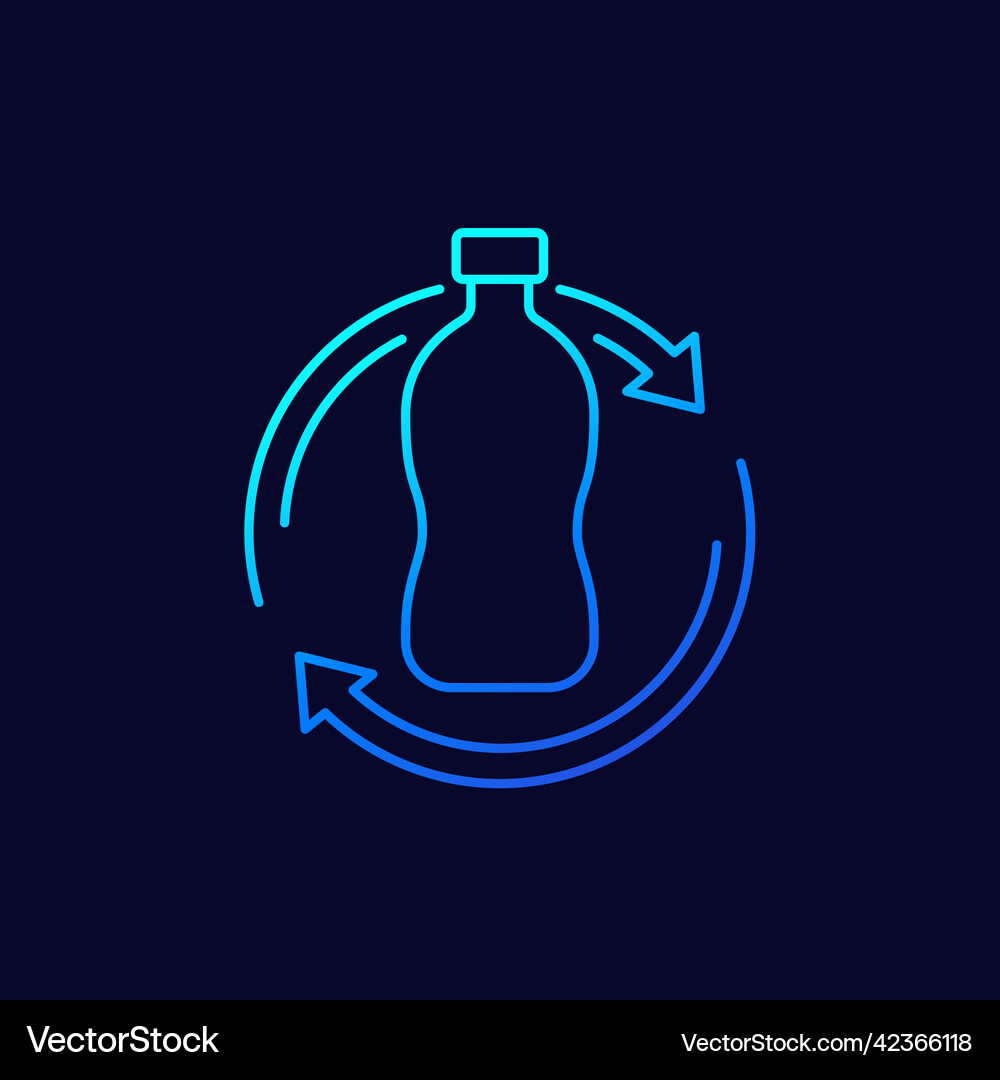 Plastic bottle recycling line icon art Royalty Free Vector