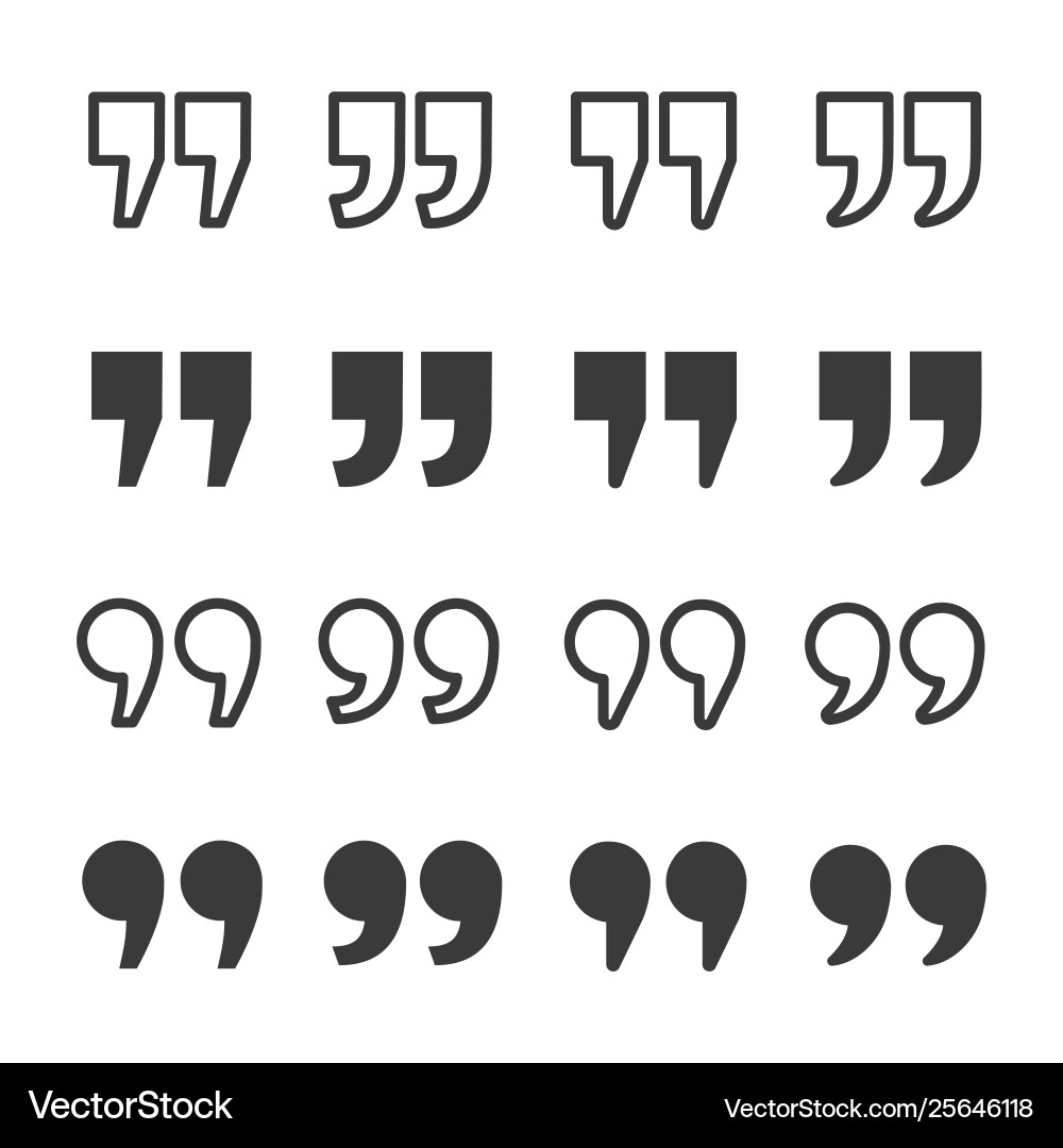 Quotes icon set filled and outline Royalty Free Vector Image