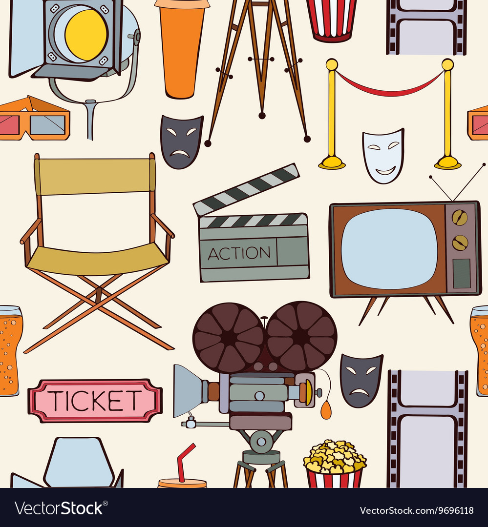 Seamless cinema pattern Royalty Free Vector Image