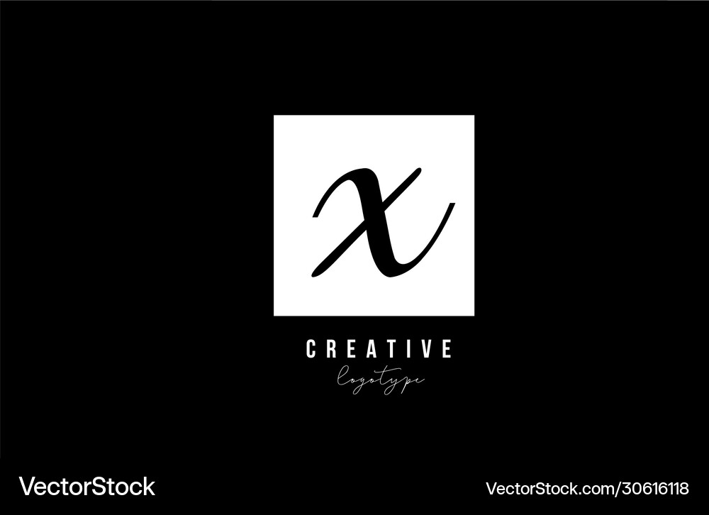 Simple x black and white square alphabet letter Vector Image