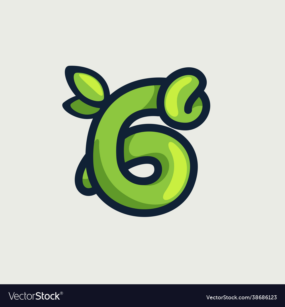 Bold twisted eco-friendly number six logo Vector Image Bold twisted eco-friendly number six logo Vector Image