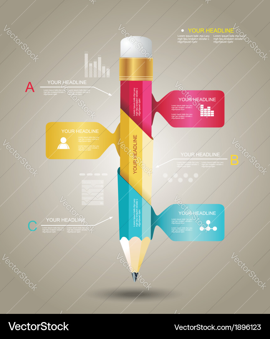 Business design template with pencil ribbon Vector Image