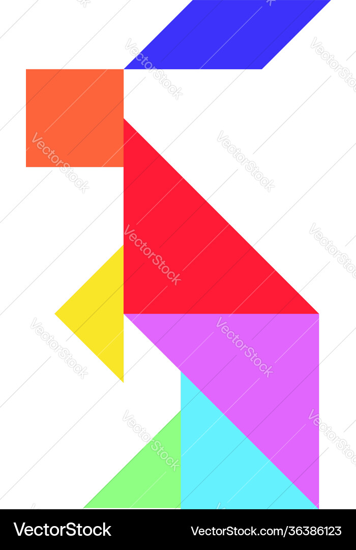 Color tangram puzzle in rabbit shape on white Vector Image