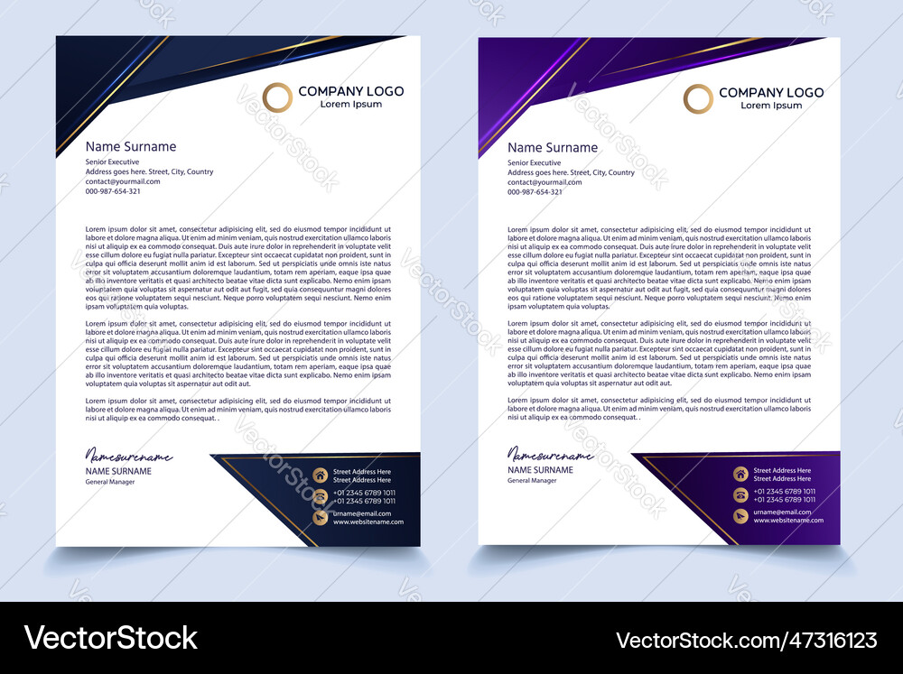 Corporate business letterhead Royalty Free Vector Image