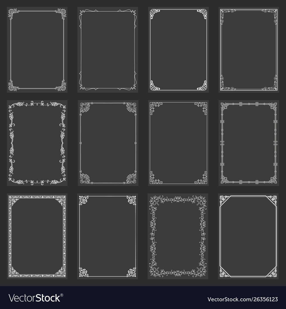 Frames decorative rectangle and borders set Vector Image