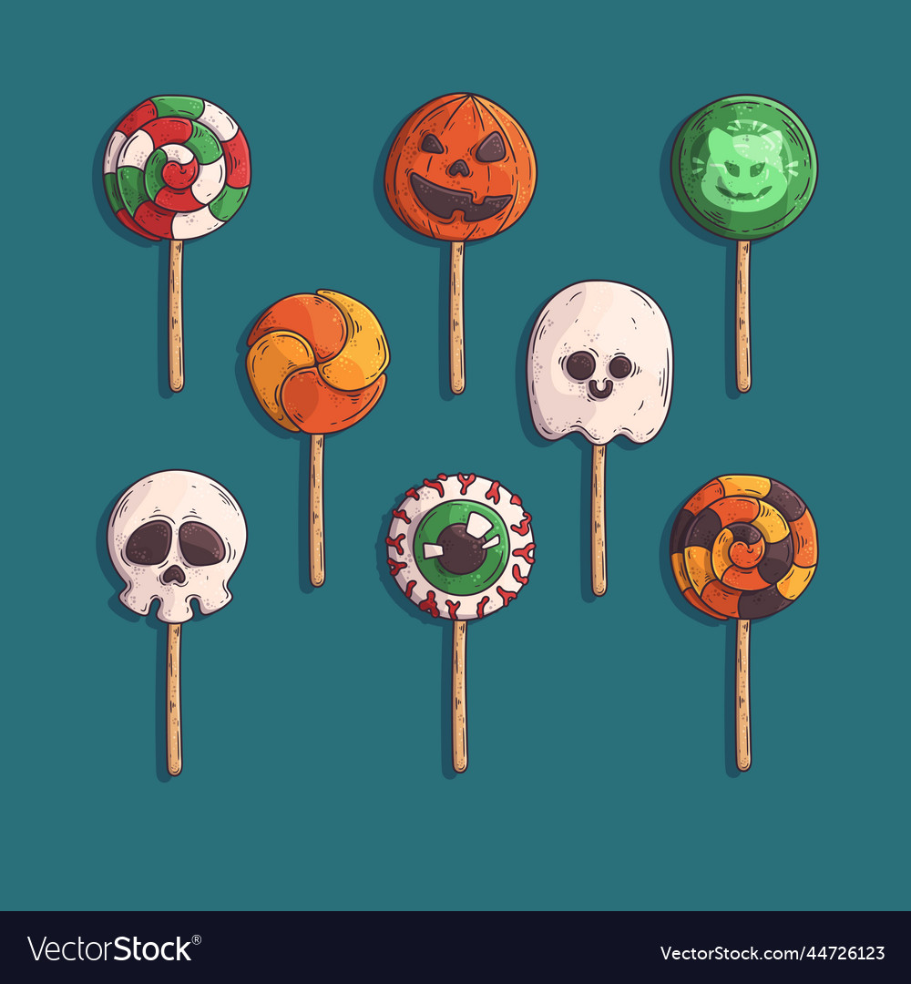 Hand drawn halloween candy collection violet Vector Image Hand drawn halloween candy collection violet Vector Image