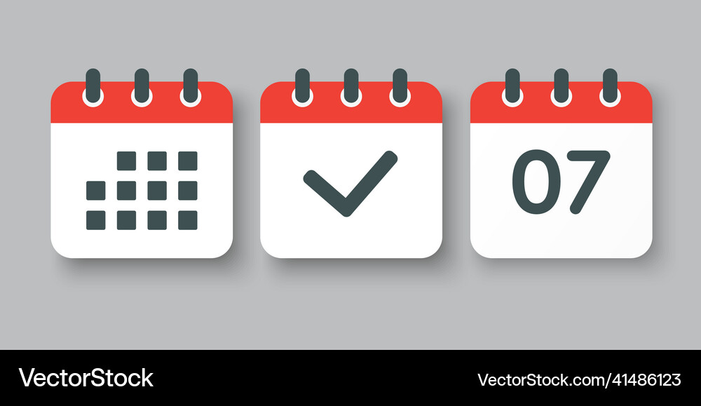 Icon page calendar number 7 done agenda Royalty Free Vector