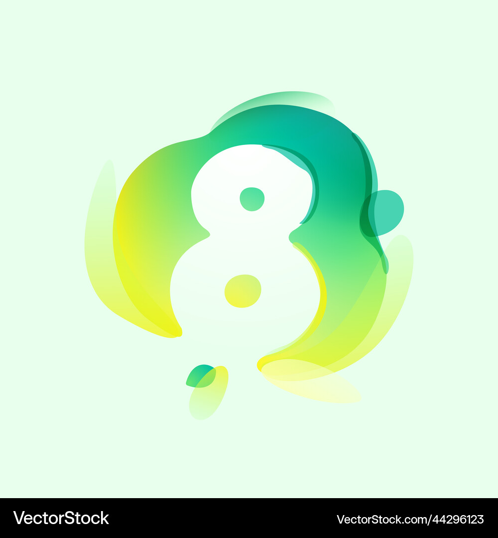 Number eight logo in eco gradient splash blot Vector Image