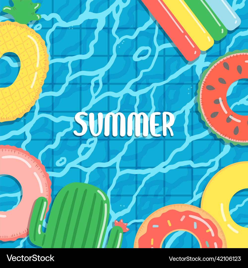 Rubber ring floating on water in pool Royalty Free Vector