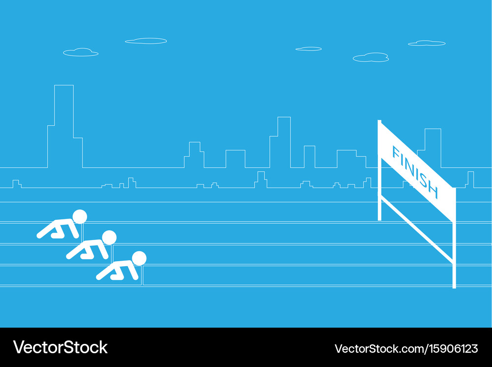 Running men on start position run to finish point Vector Image