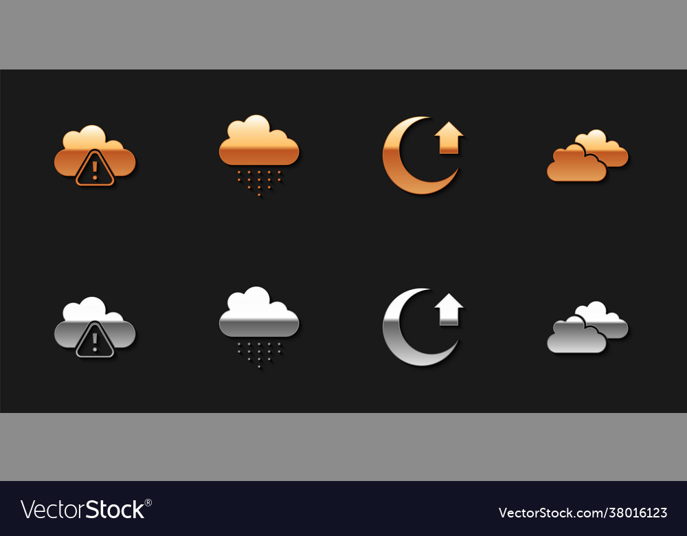 Set storm warning cloud with rain moon and icon Vector Image