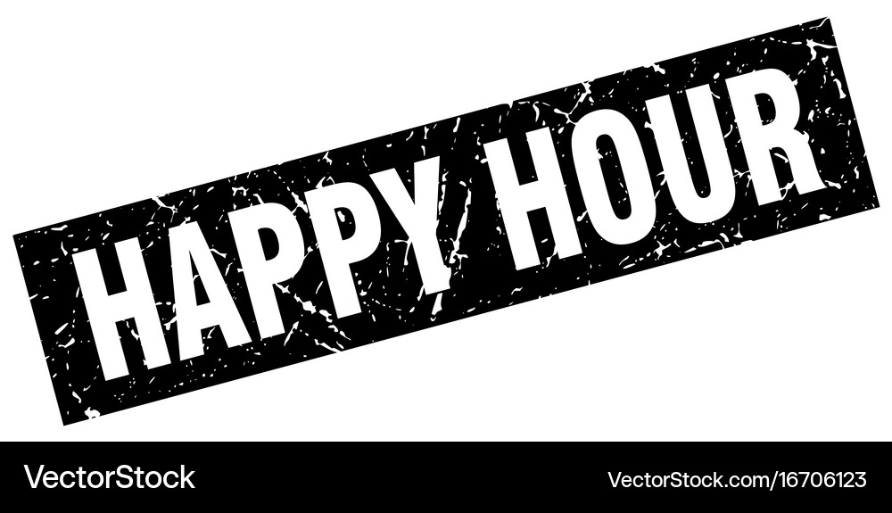 Square grunge black happy hour stamp Royalty Free Vector