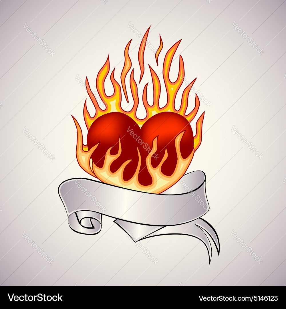 Tattoo a flaming heart Royalty Free Vector Image