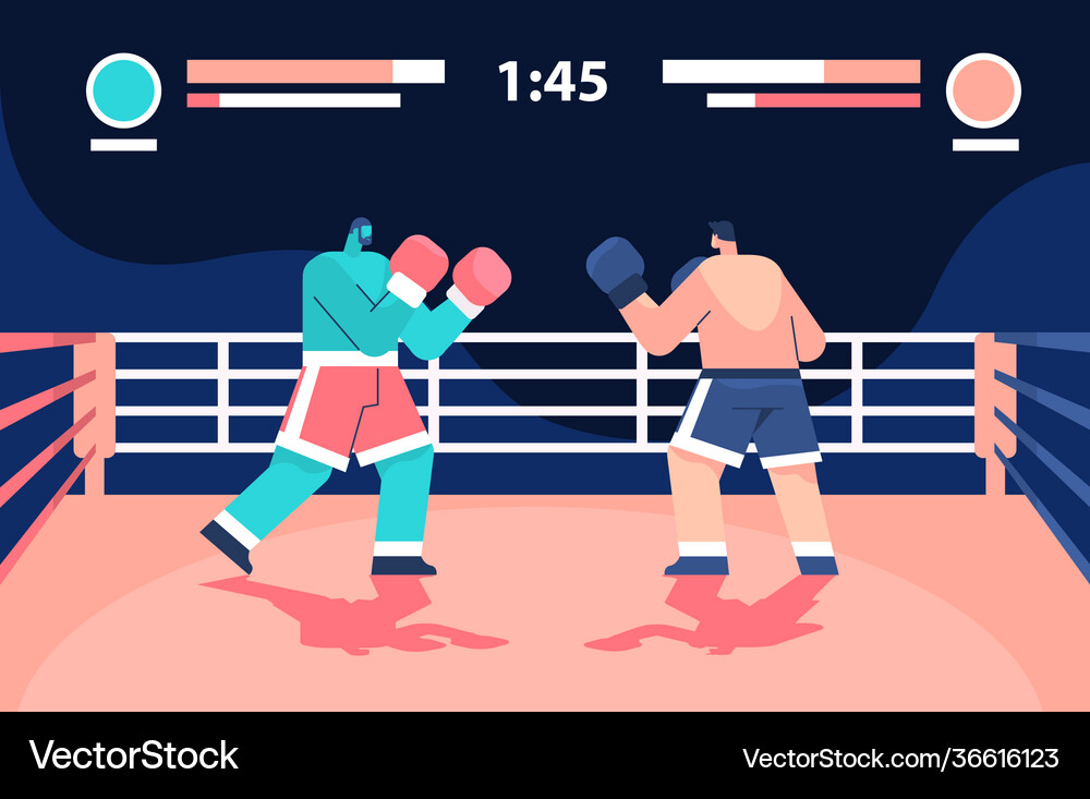 Two professional boxers fighting on arena boxing Vector Image