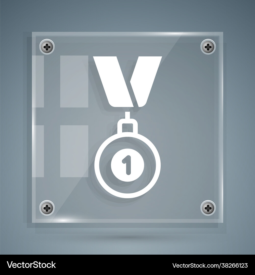 White medal icon isolated on grey background Vector Image