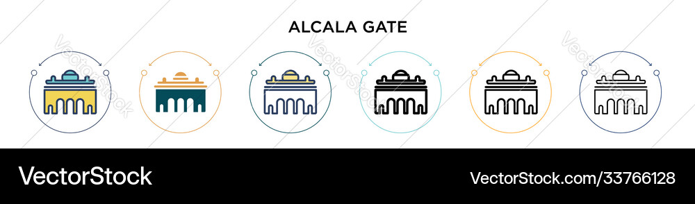 Alcala gate icon in filled thin line outline Vector Image