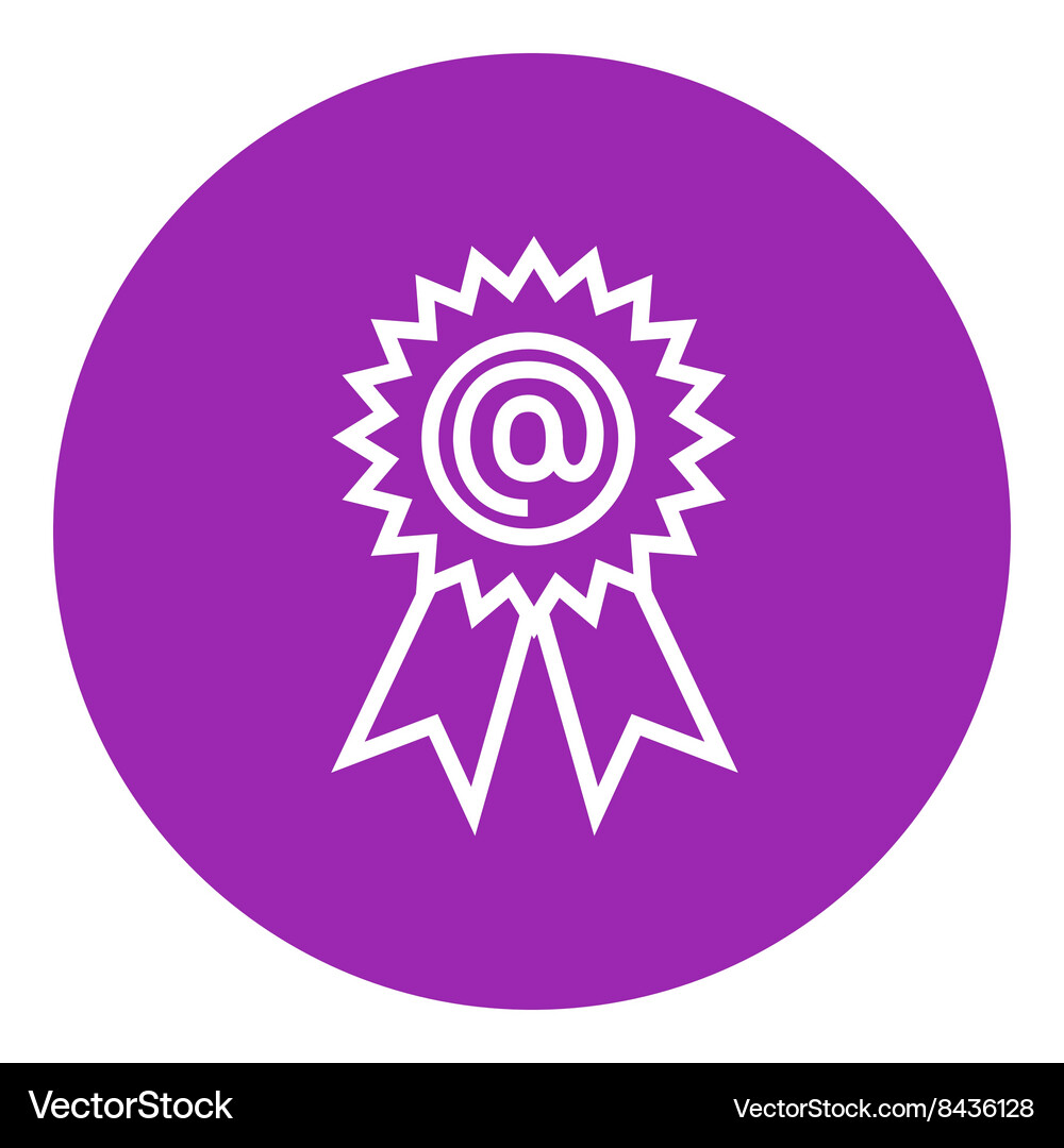 Award with at sign line icon Royalty Free Vector Image